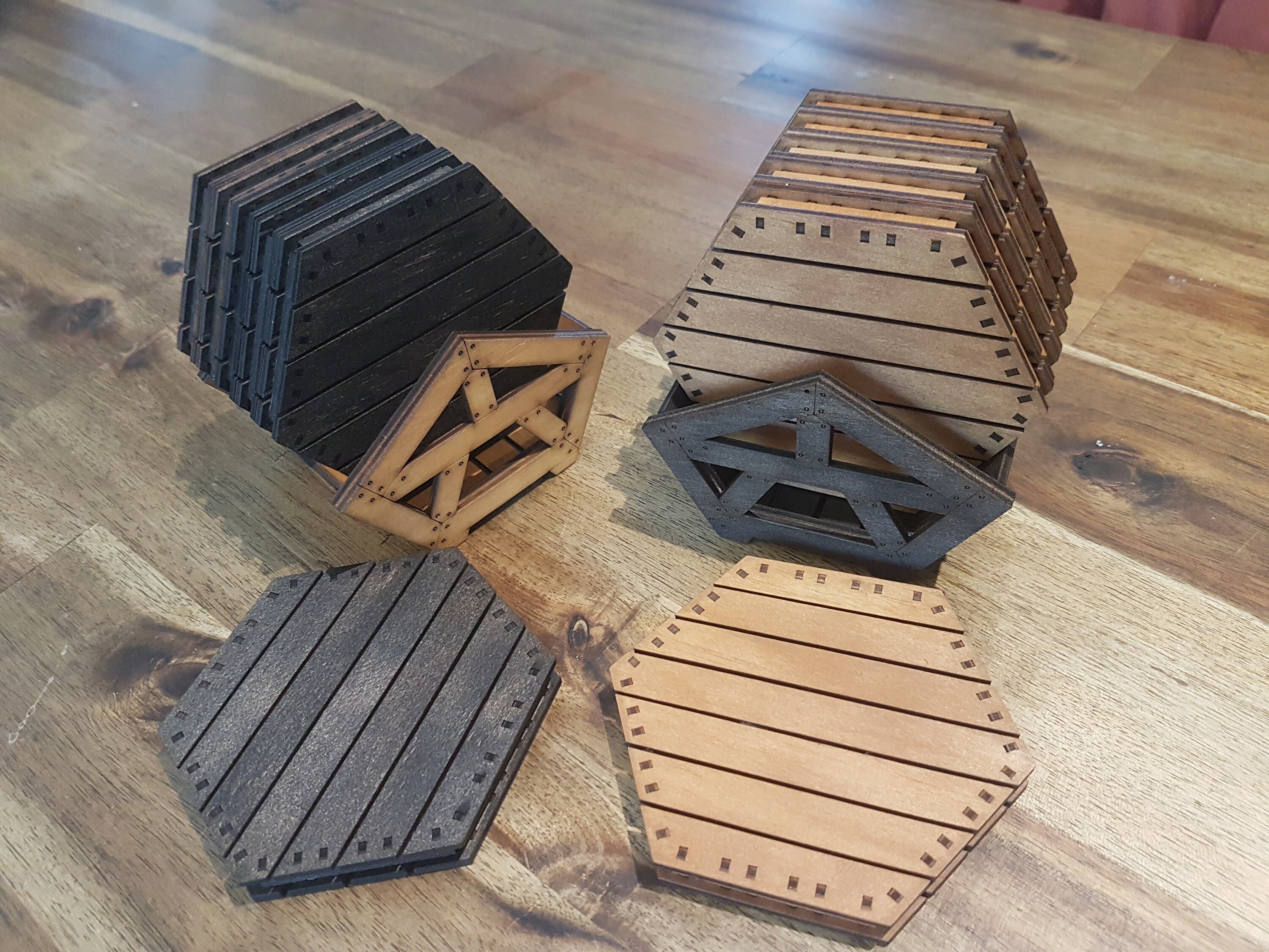 Hexagon Pallet Coaster Set of 6 With Holder Laser Cut Digital - Etsy