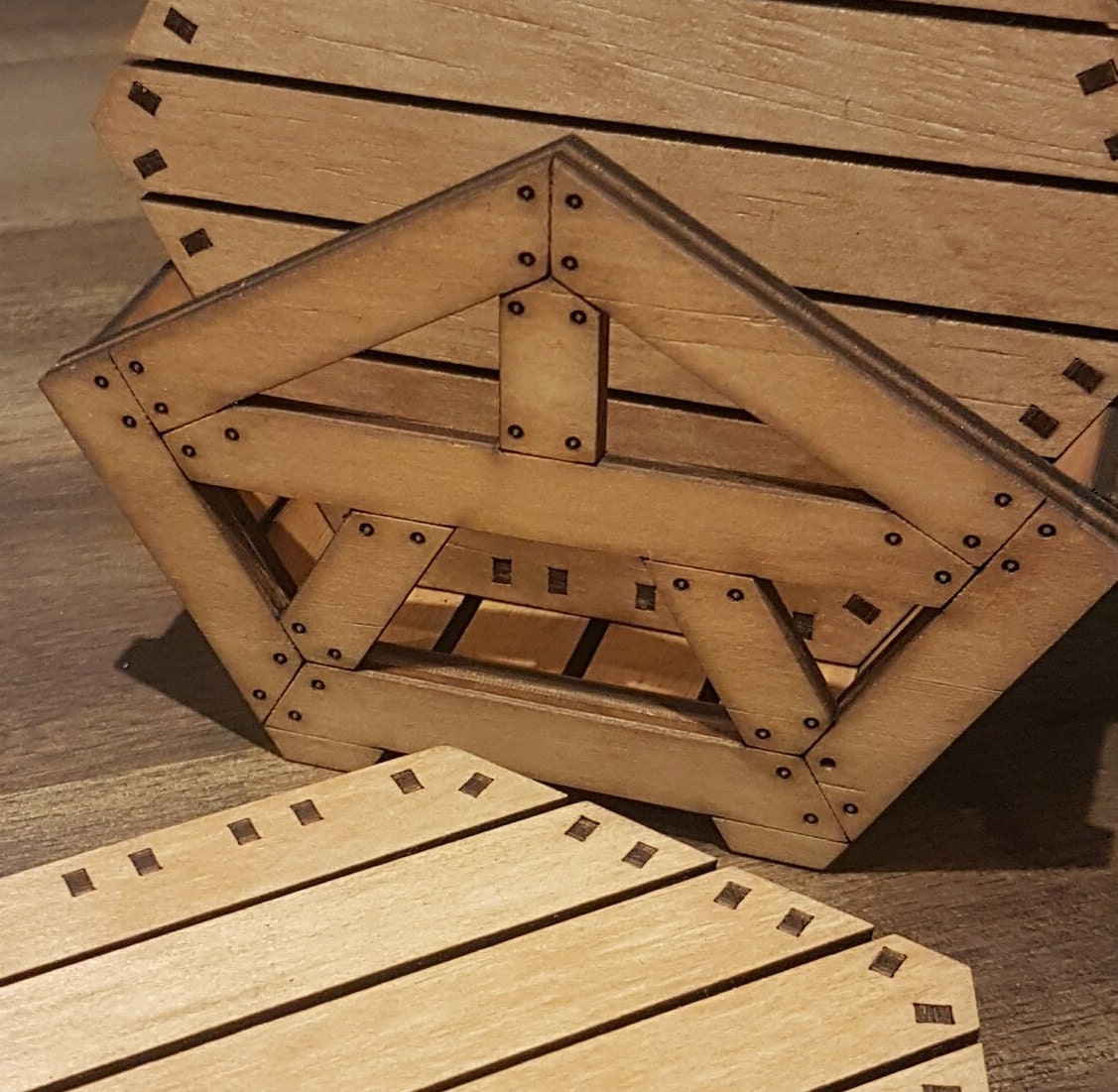 Hexagon Pallet Coaster Set of 6 With Holder Laser Cut Digital - Etsy