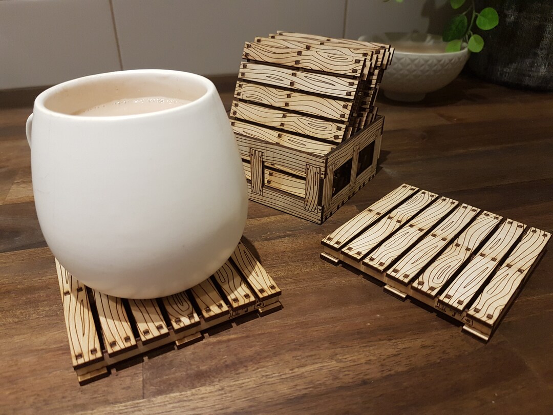 Pallet Coaster Set of 6 With Holder Laser Cut Digital Files for Laser ...