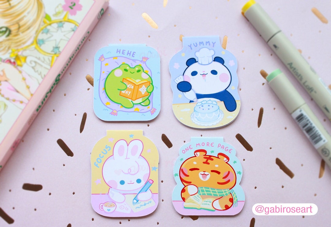 Cute Animals Magnetic Bookmarks Bunny, Frog, Panda & Tiger Luxury ...