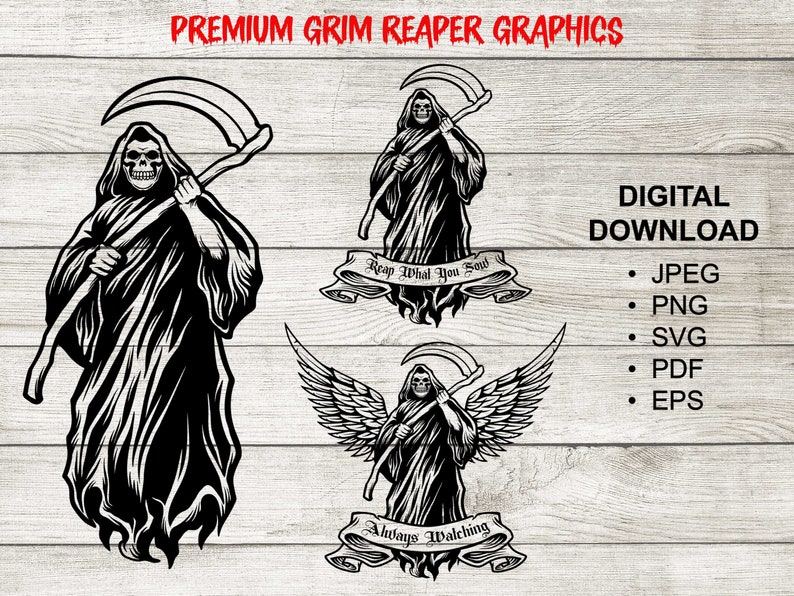 Grim Reaper, Angel of Death, Premium Graphics, Gothic Design. - Etsy