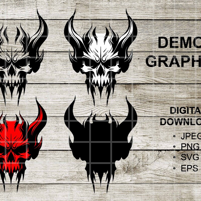 Demon Skull Svg - Etsy