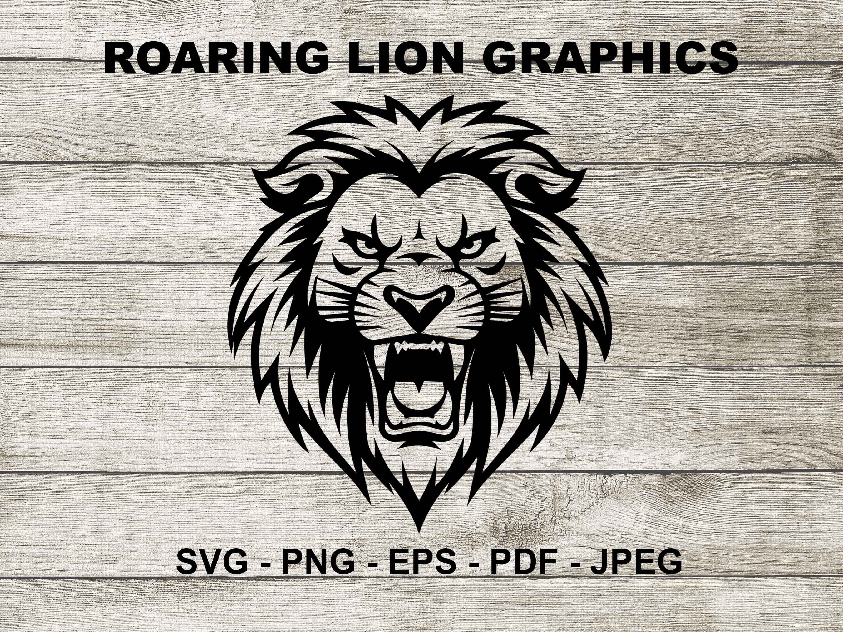 Roaring Lion, Big Cat, SVG, PNG, EPS, Cricut. Plotter. Vinyl Cutter ...