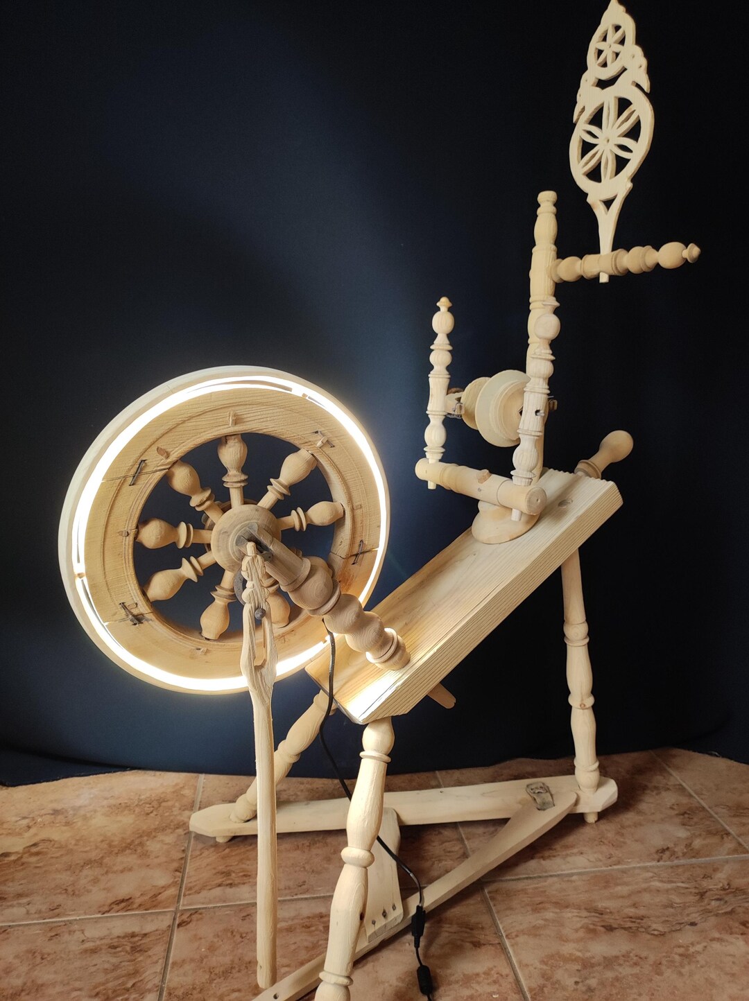 Antique Lithuanian Spinning Wheel Night Light: Rustic Home Decor - Etsy
