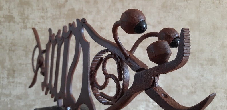 Welded Reclaimed Metal Fish Figurine, Scrap Metal Art, Steampunk Home ...