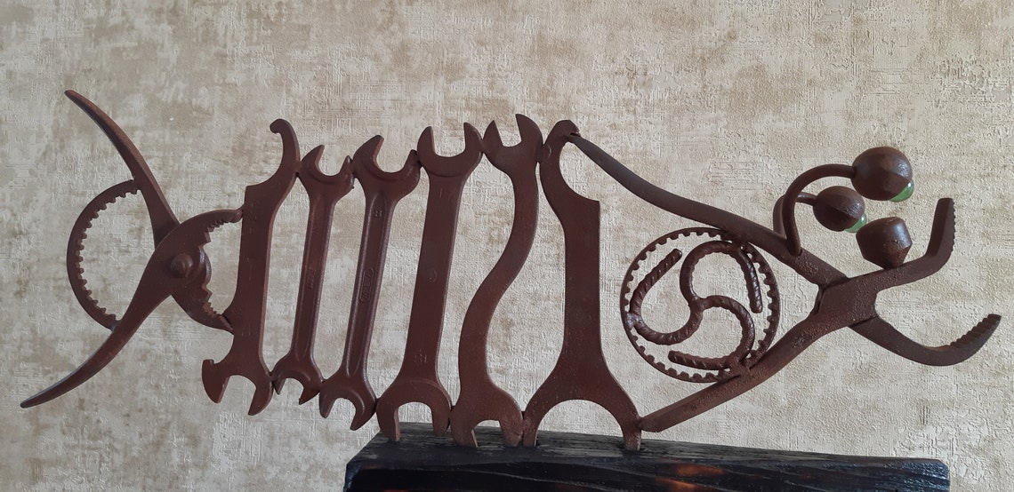 Welded Reclaimed Metal Fish Figurine: Steampunk Home Decor - Etsy