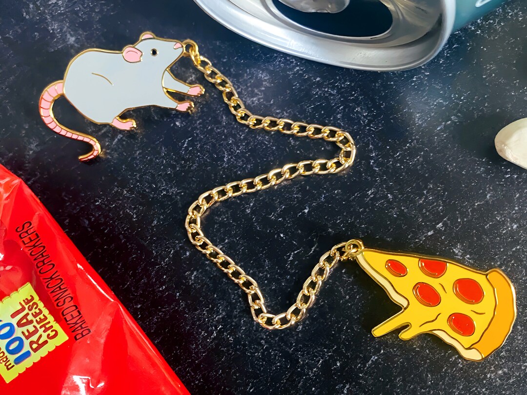 Pizza Rat | Enamel Lapel Pin Set With Chain - Etsy