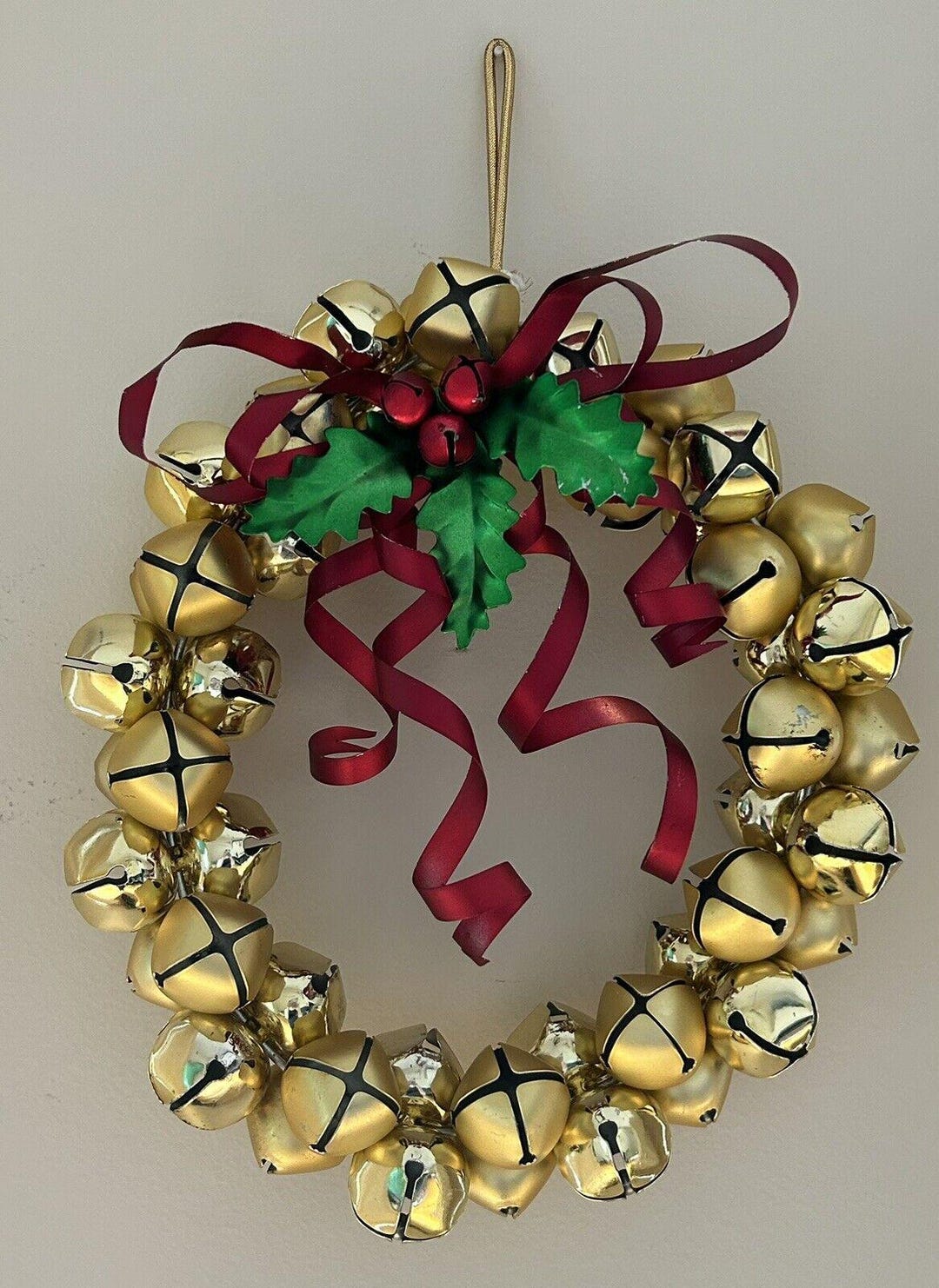 Vintage Gold Jingle Bell Christmas Wreath Metal Wall Door Hanging 10 - Etsy