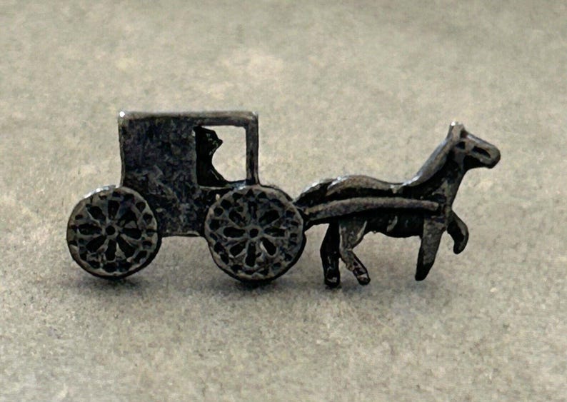 Vintage Equestrian Horse & Carriage Pin Mini Metal Amish Horse and ...