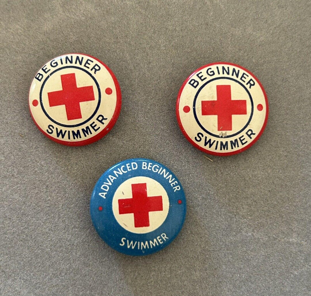 Lot Vintage Red Cross Metal Lithograph Small Swimmer Pins Pinbacks - Etsy
