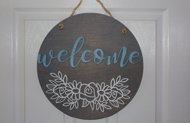 Welcome Wood Door Hanger Welcome Front Door Sign Front Door Decor ...