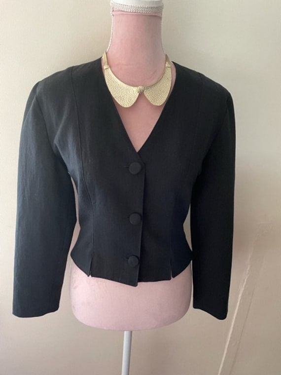 Vintage Early 90s Fitted Black Jacket Skinny Fit Blaz… - Gem