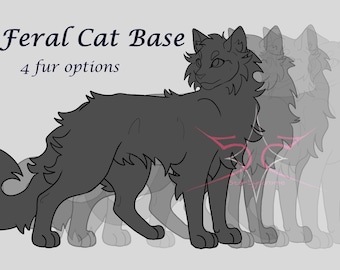Kitten Base Feral Cat Warrior Cats Feline Lineart Base Pack Psd & Png ...