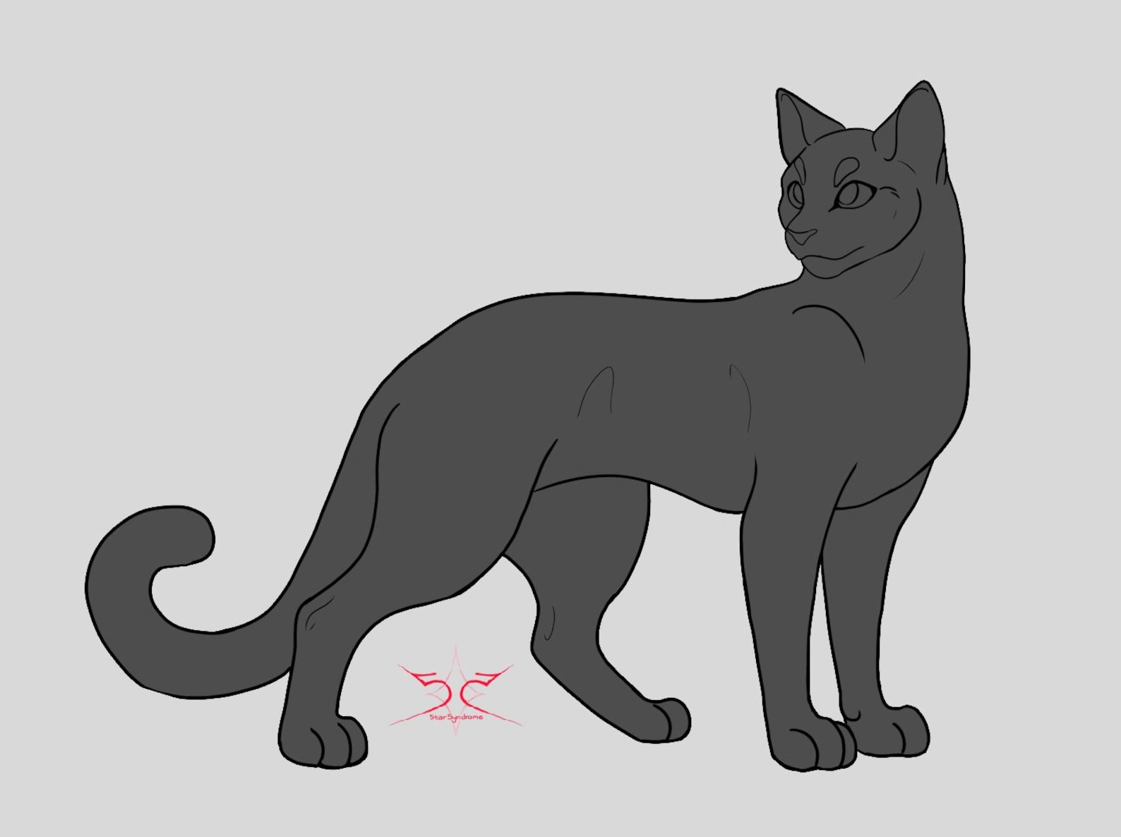 Simple Feral Cat Warrior Cats Feline Lineart Base Pack Customizable Psd ...