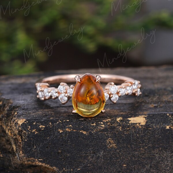 Amber Engagement Ring - Etsy