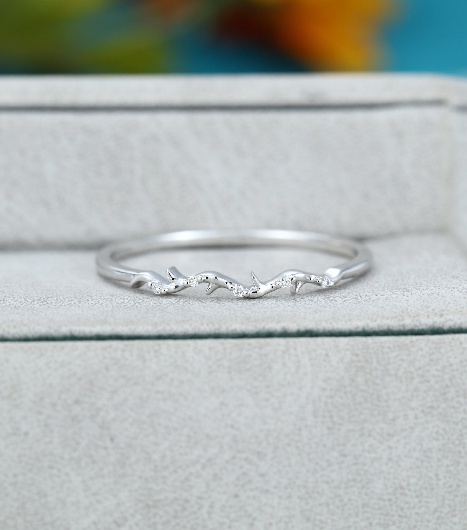 White gold wedding band women Unique Diamond wedding band | Etsy