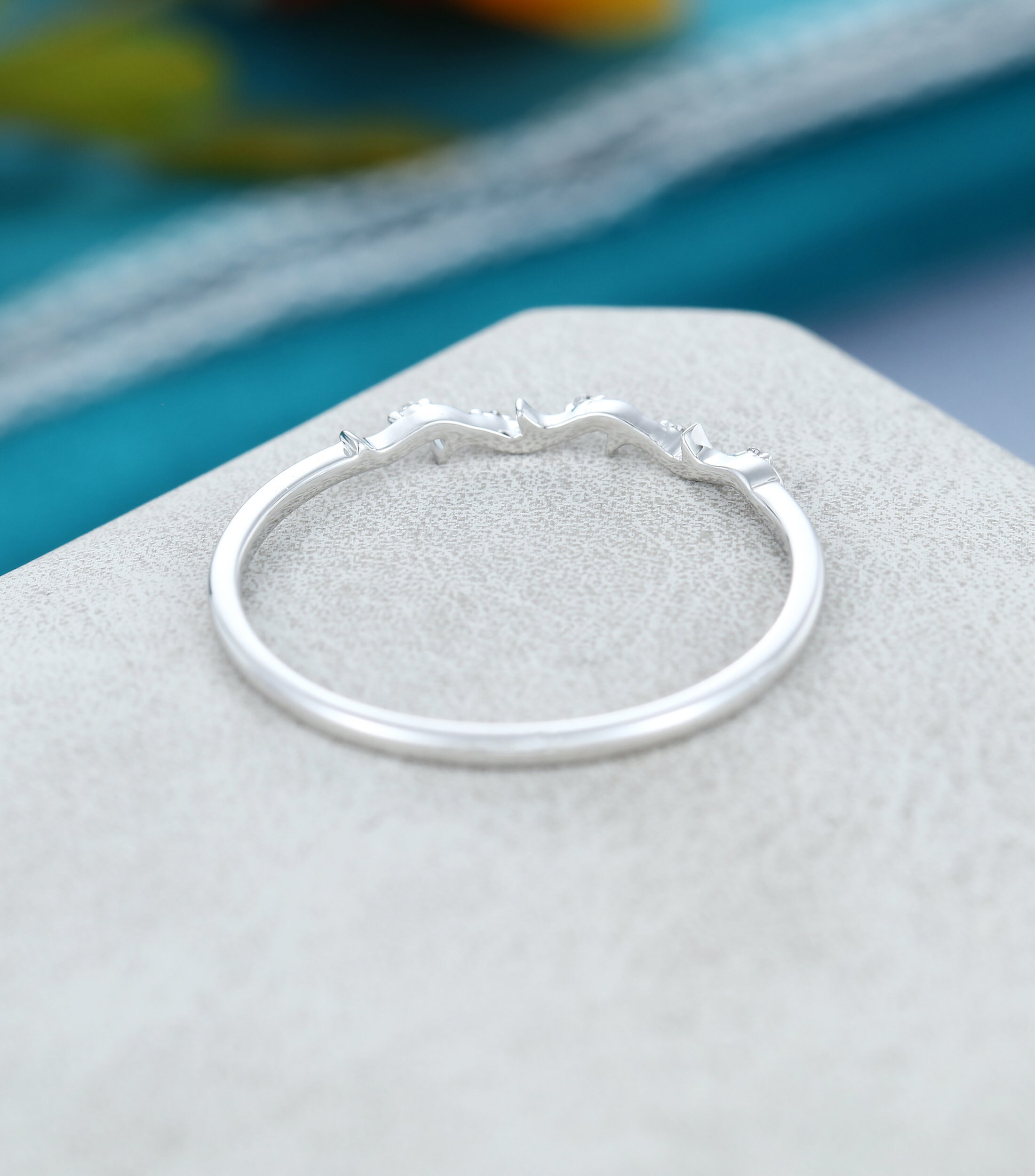 White gold wedding band women Unique Diamond wedding band | Etsy