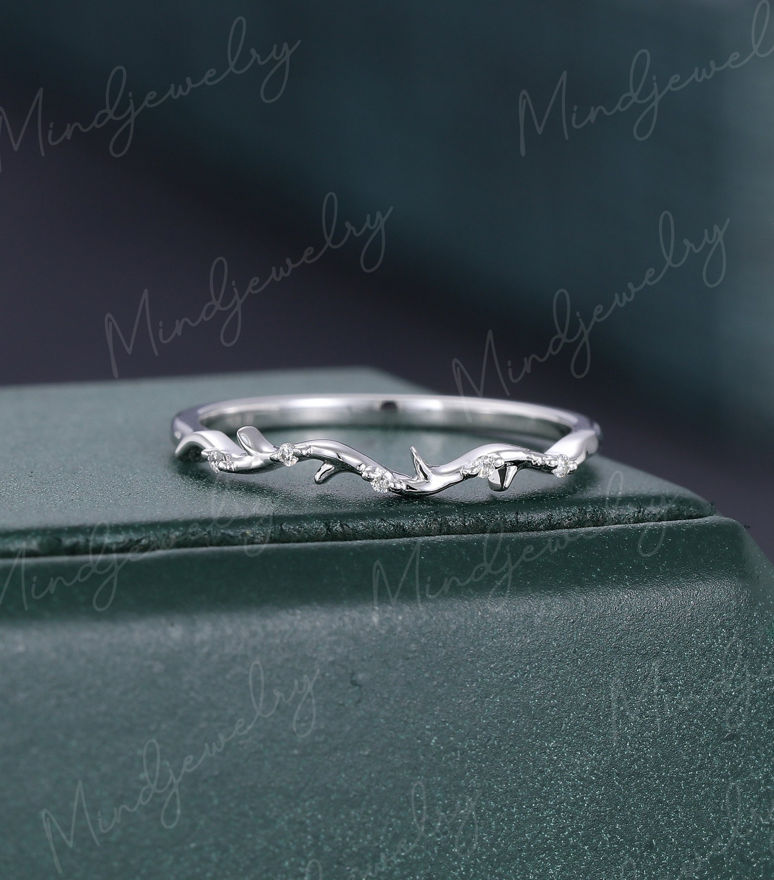 White Gold Wedding Band Women Unique Diamond Wedding Band | Etsy