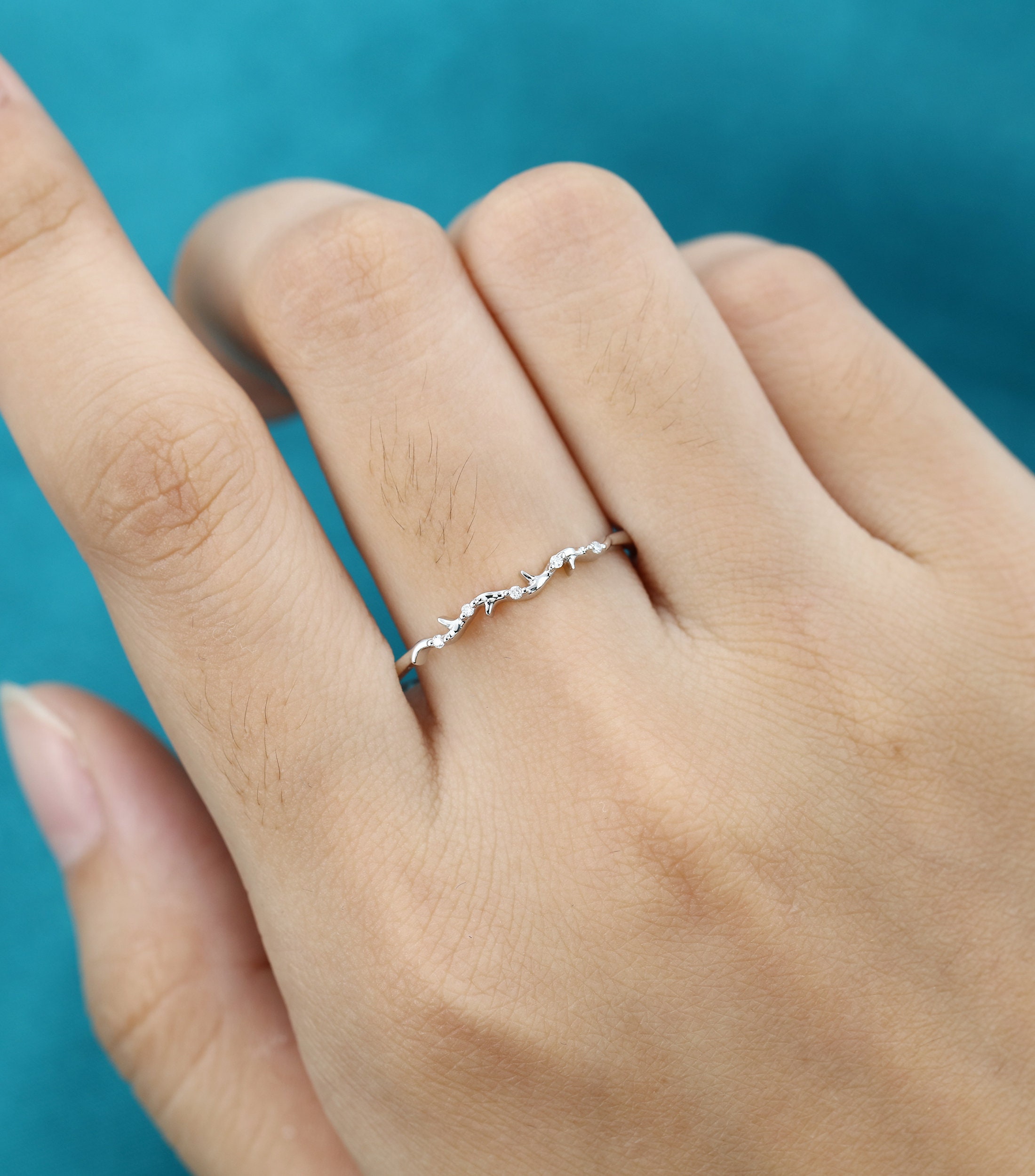 White gold wedding band women Unique Diamond wedding band | Etsy