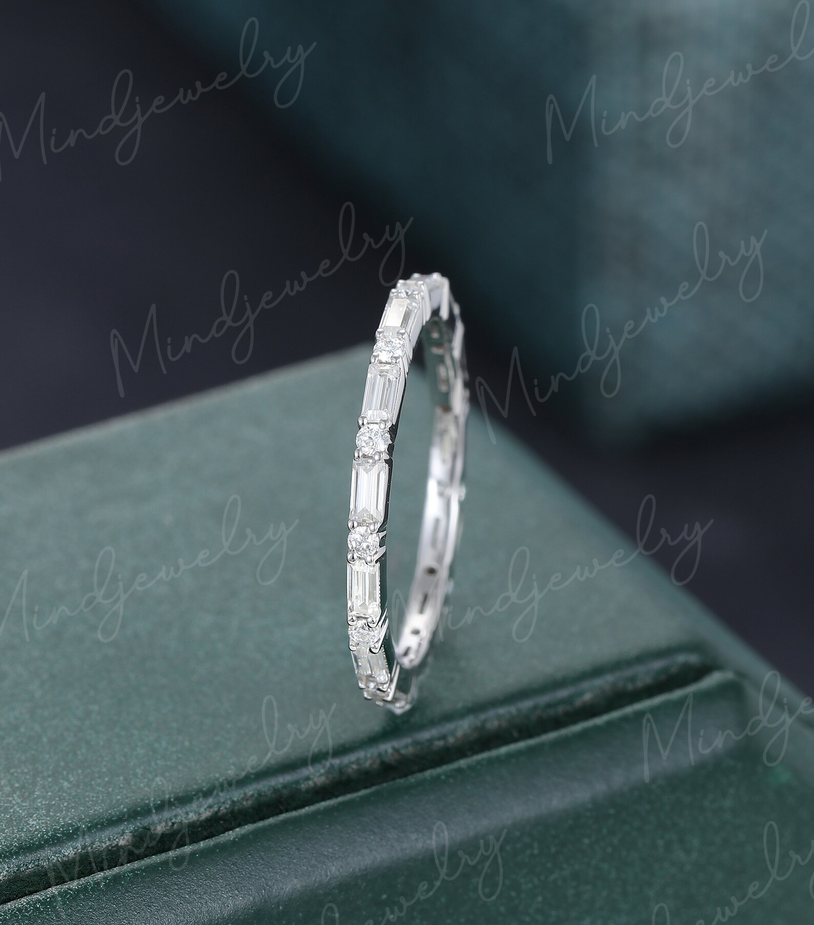 Unique White Gold Wedding Band Women Full Eternity Baguette - Etsy