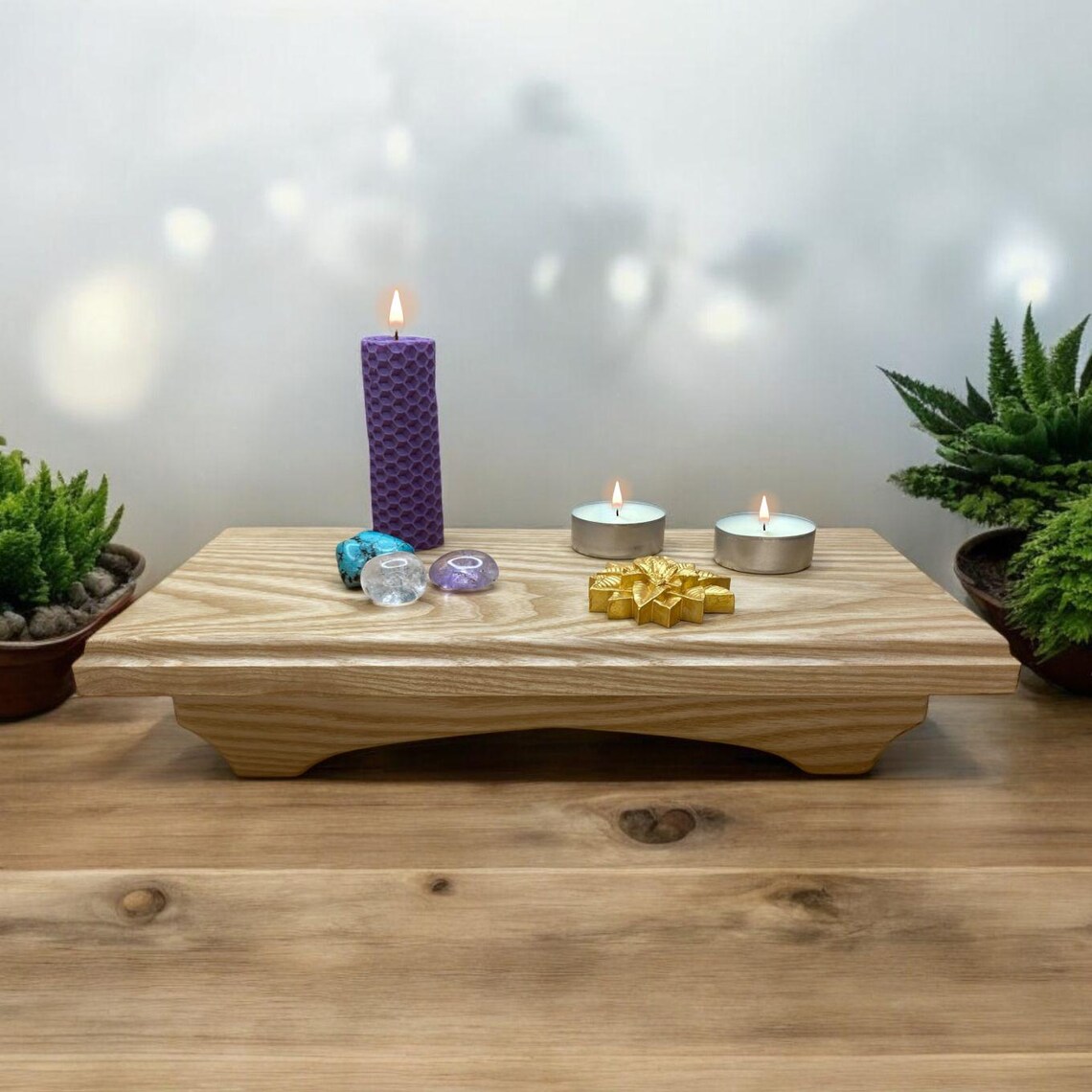 Mini Meditation Table, Puja Table, Small Natural Wood Table, Prayer ...