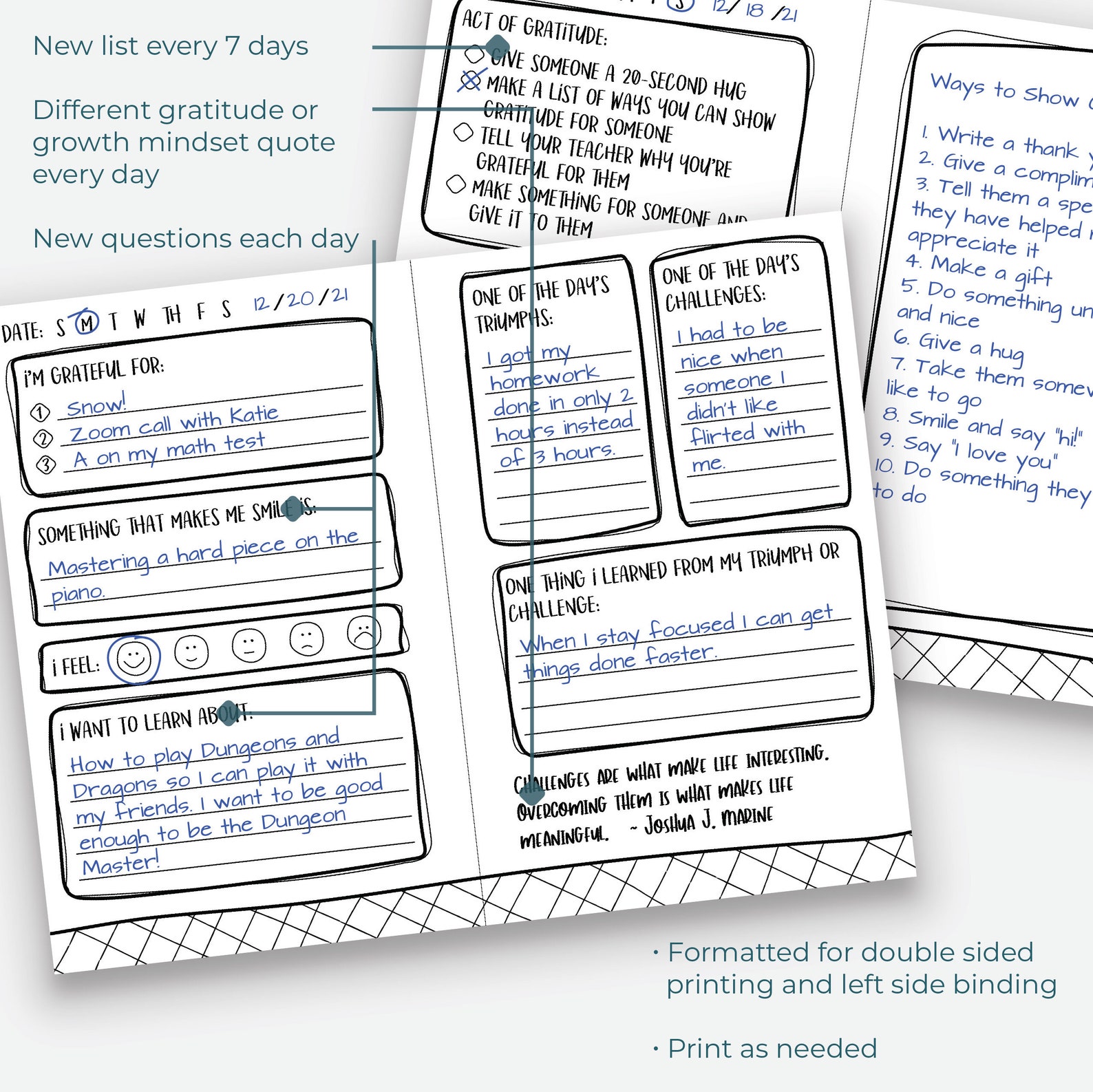 Gratitude & Growth Journal Positive Mental Attitude Growth - Etsy