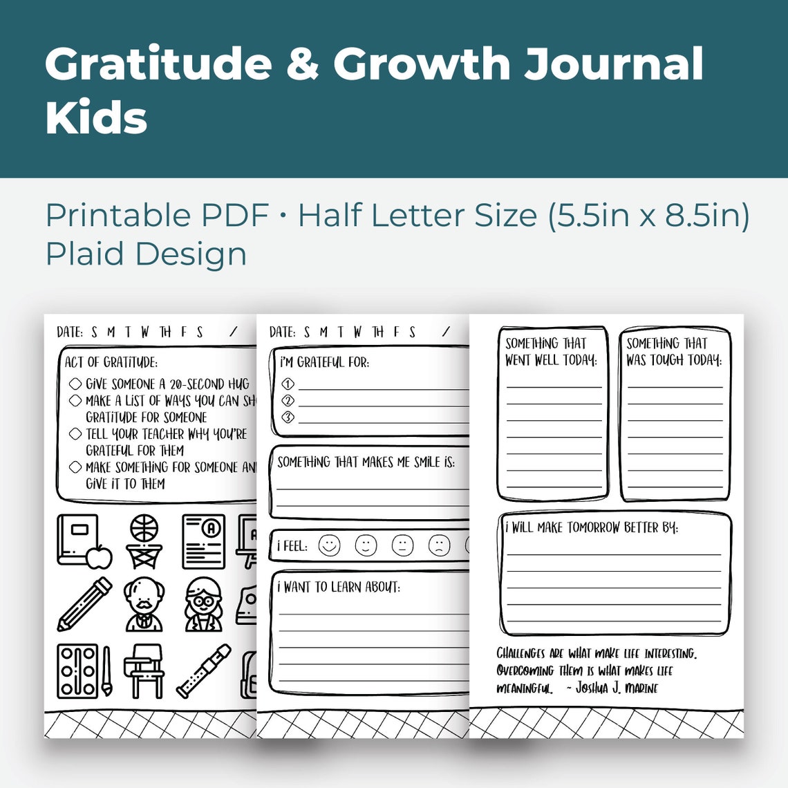 Gratitude & Growth Journal | Positive Mental Attitude | Growth Mindset ...