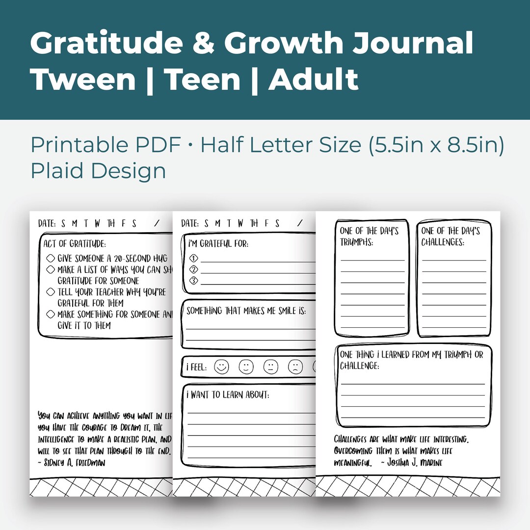 Gratitude & Growth Journal Positive Mental Attitude Growth - Etsy