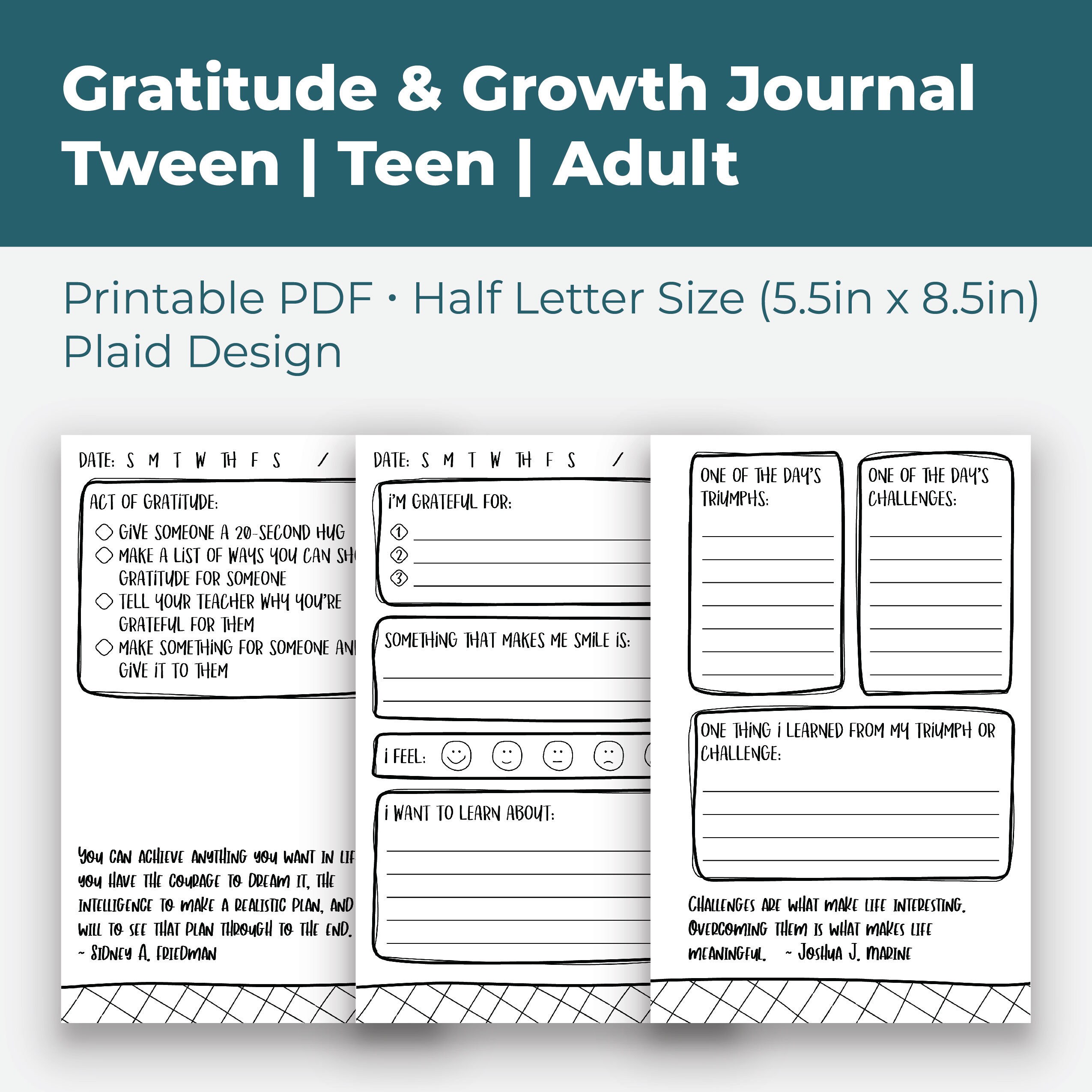 Gratitude & Growth Journal Positive Mental Attitude Growth - Etsy