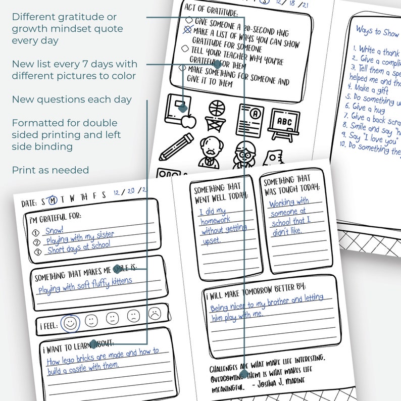 Gratitude & Growth Journal | Positive Mental Attitude | Growth Mindset ...