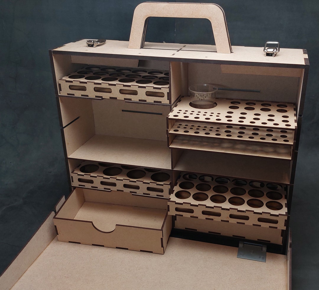 Compact Portable Hobby Cabinet With Reversible Paint Trays and Storage ...