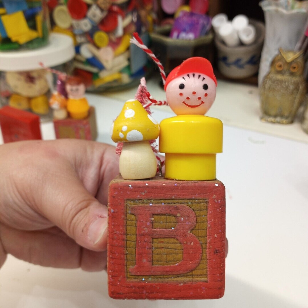 Vintage Building Block Fisher Price Little People Christmas Ornament ...