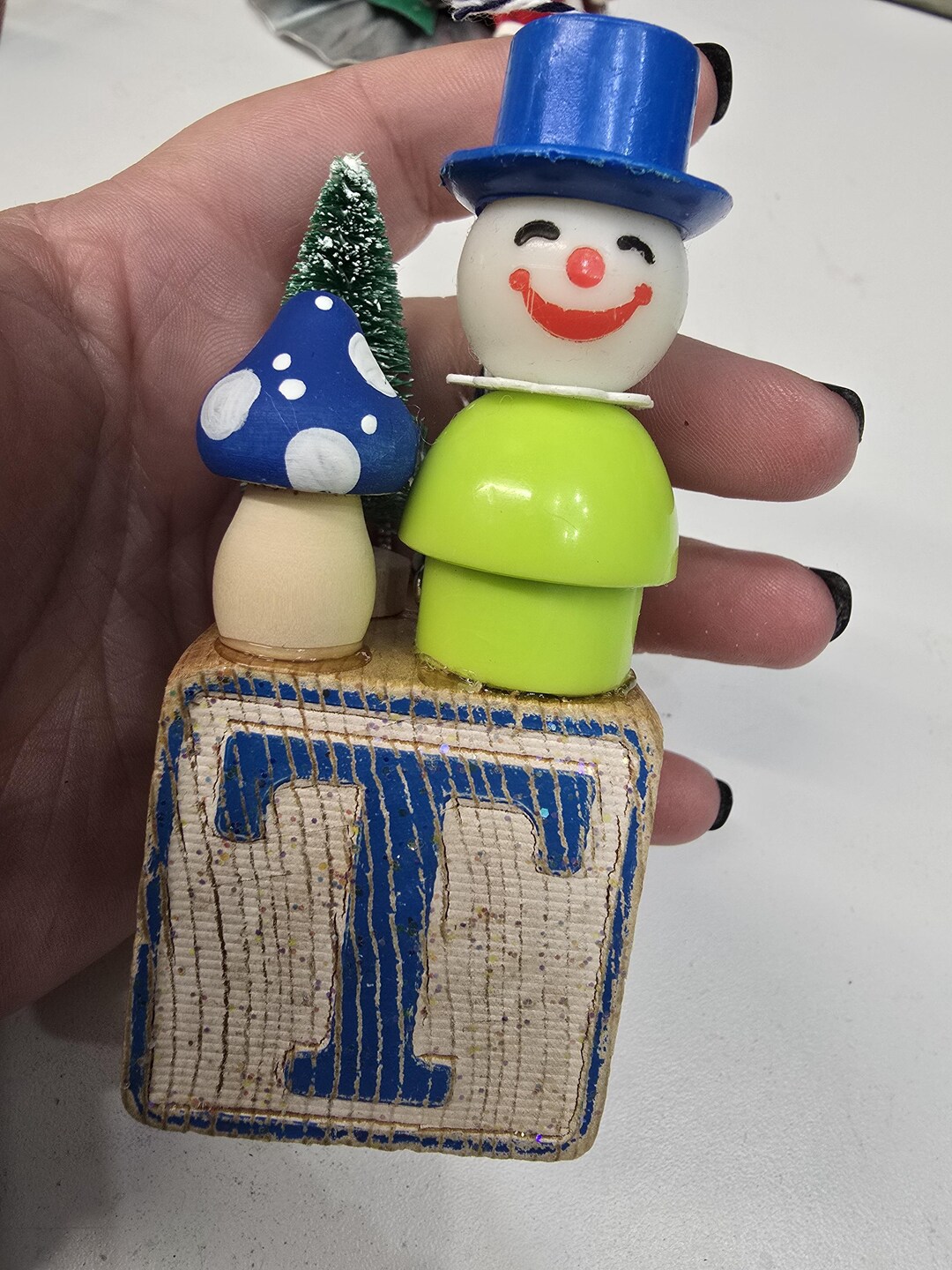 Vintage Building Block Fisher Price Little People Christmas Ornament ...