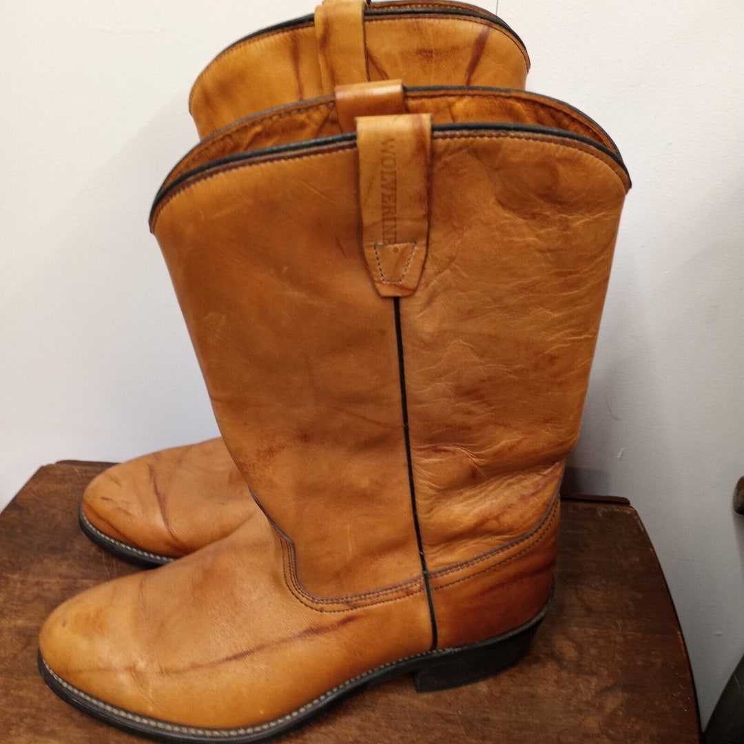 Vintage Wolverine Leather Cowboy Riding Boots. Sustainable Fashion Size ...