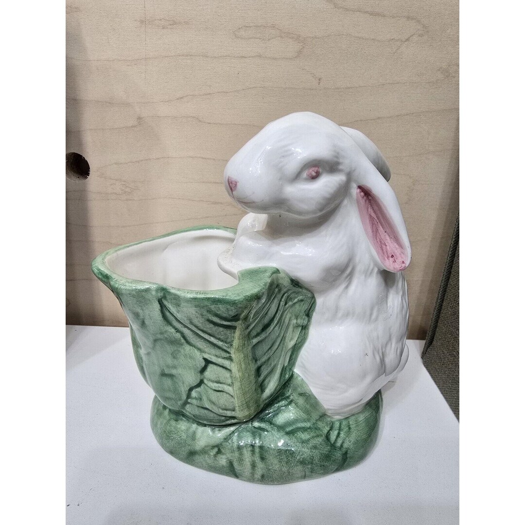 Vintage Bunny Rabbit Cabbage Flower Planter Vase Easter Spring Decor - Etsy