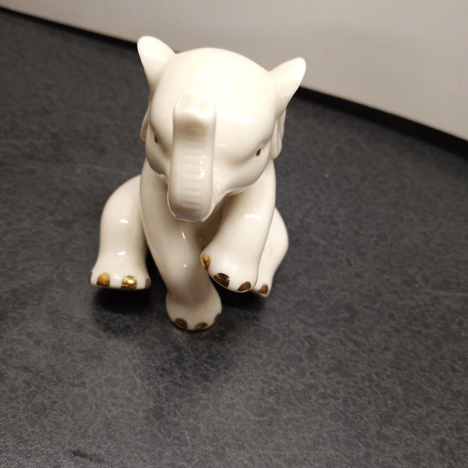 Lenox China Small Elephant Figurine White W/ Gold. Trunk up - Etsy