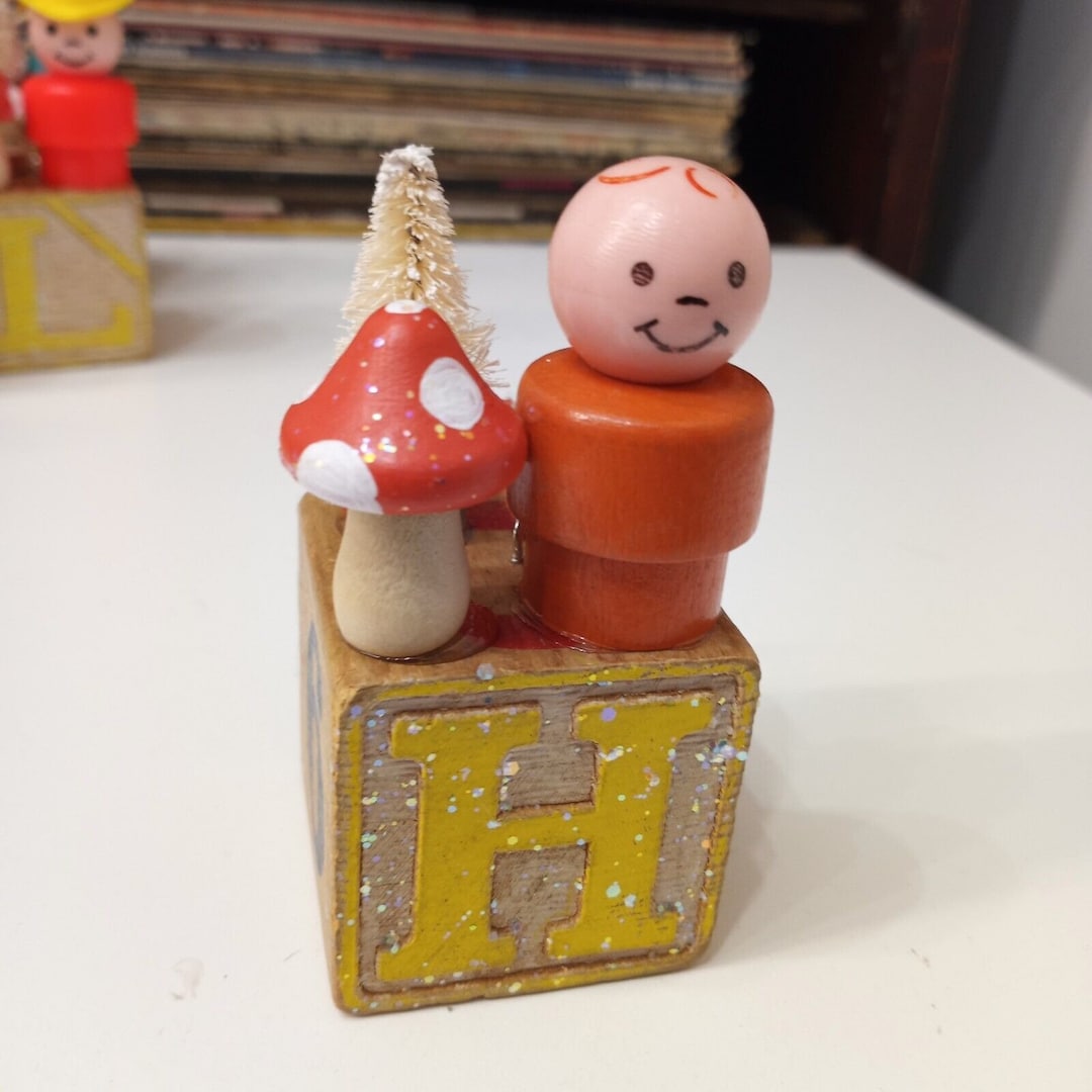 Vintage Building Block Fisher Price Little People Christmas Ornament ...