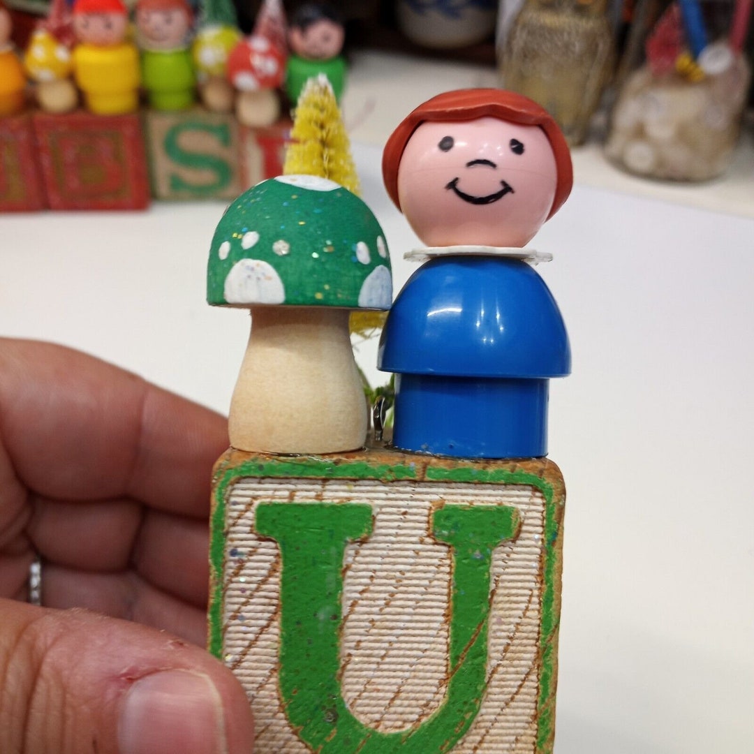 Vintage Building Block Fisher Price Little People Christmas Ornament ...