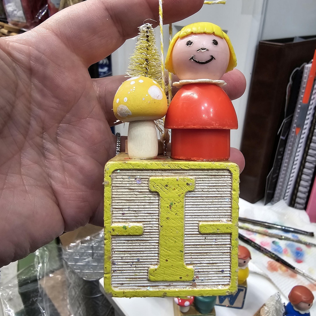 Vintage Building Block Fisher Price Little People Christmas Ornament ...