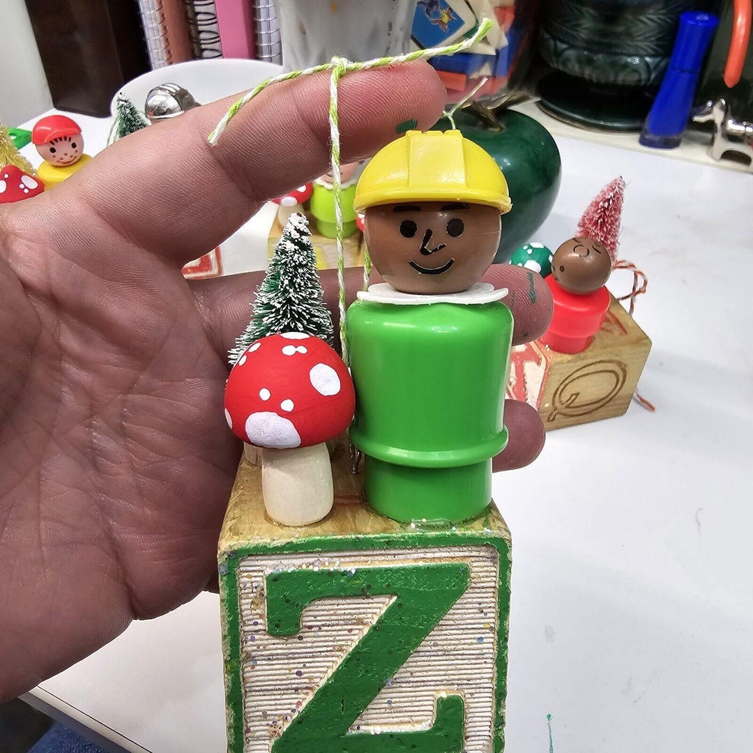Vintage Building Block Fisher Price Little People Christmas Ornament ...