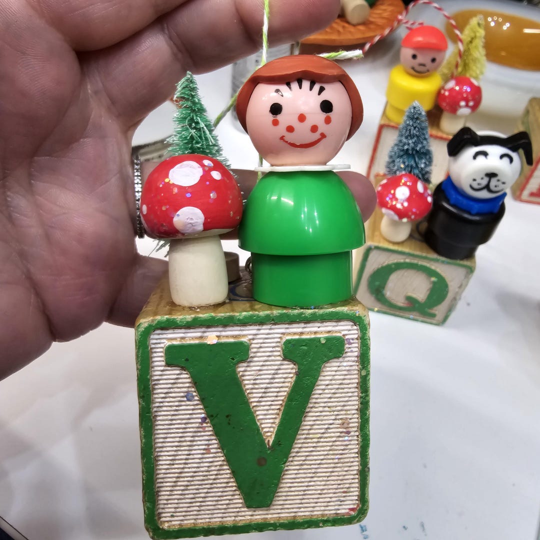 Vintage Building Block Fisher Price Little People Christmas Ornament ...