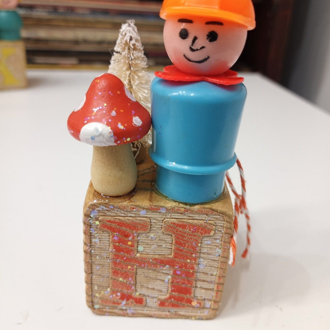 Vintage Building Block Fisher Price Little People Christmas Ornament ...