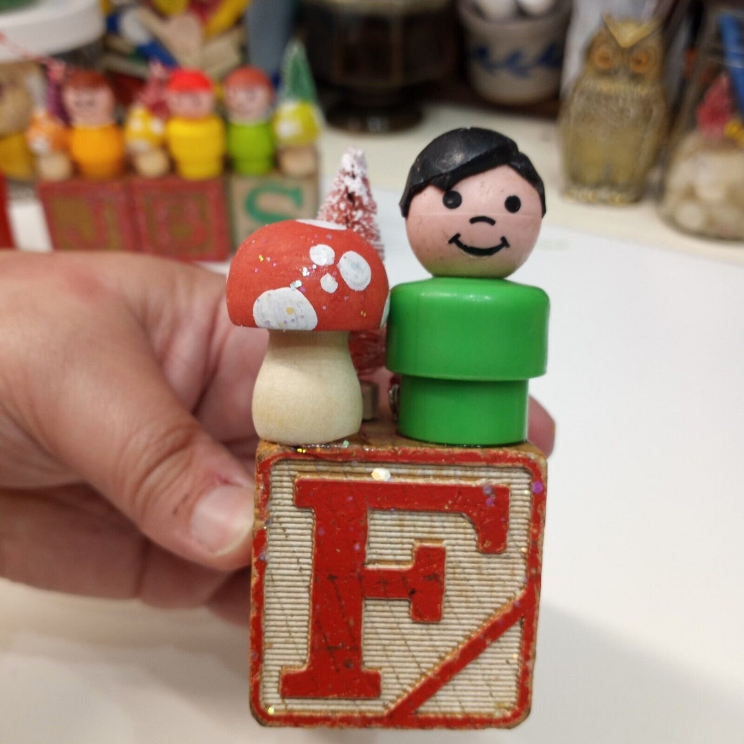 Vintage Building Block Fisher Price Little People Christmas Ornament ...