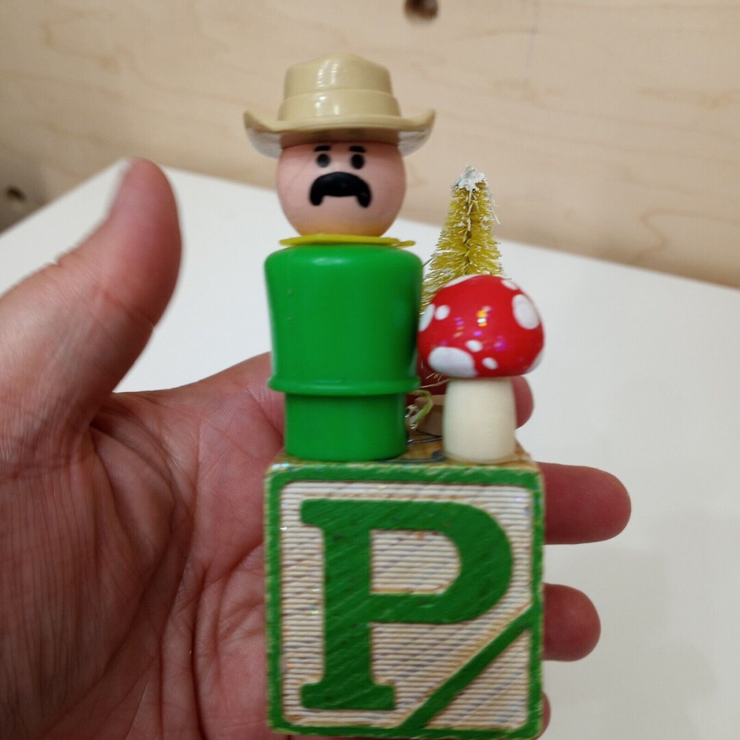 Vintage Building Block Fisher Price Little People Christmas Ornament ...