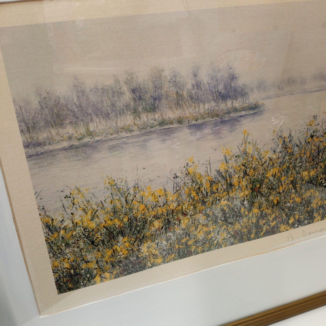Beautiful Spring Summer Water Scene Framed Artwork Signed by Artist 19 ...