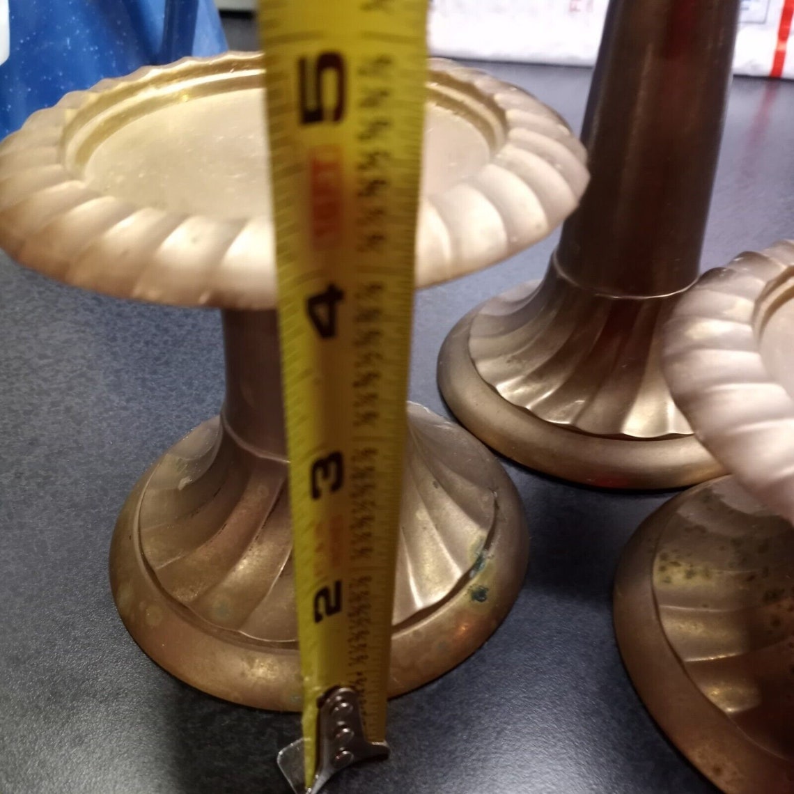 3 Brass Pillar Candle Holders. India. Varying Heights. - Etsy
