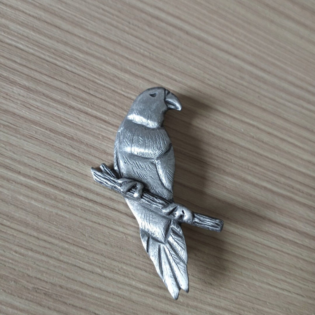 Vintage Signed Pewter Parrot Macaw Bird Pin. Brooch Mother's Day Gift ...