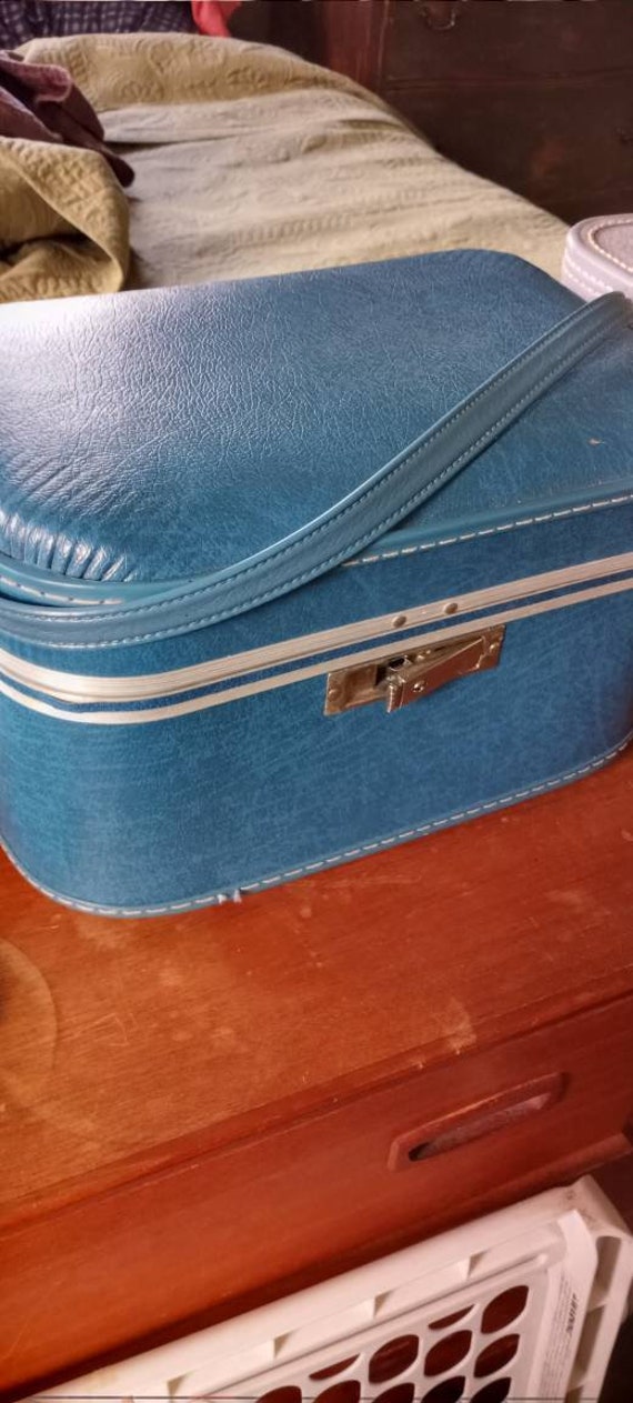 Vintage Blue TRAIN CASE. Make up Craft Storage. Boho Decor | Etsy