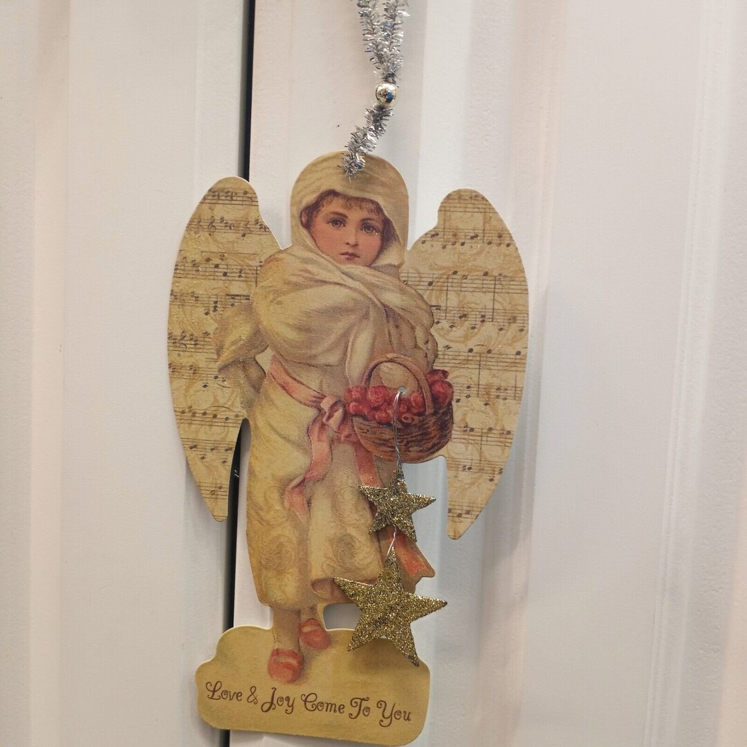 Beautiful Tin Victorian Angel Cherub Ornament or Wall Hanging Love ...
