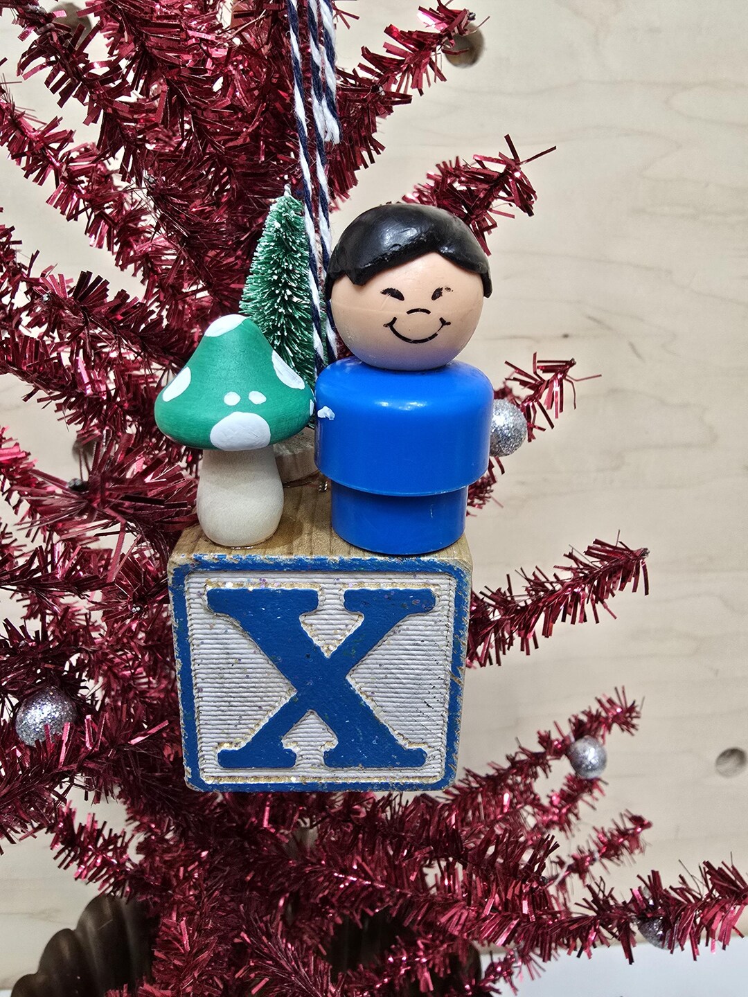 Vintage Building Block Fisher Price Little People Christmas Ornament ...